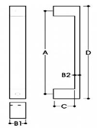 Rectangular Straight Handles 304 Grade Stainless Steel - Allfab Supplies